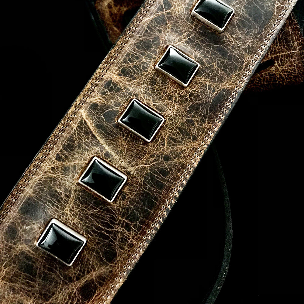 Custom Six-Stone Onyx Hazzard Guitar Strap – The Raven Works