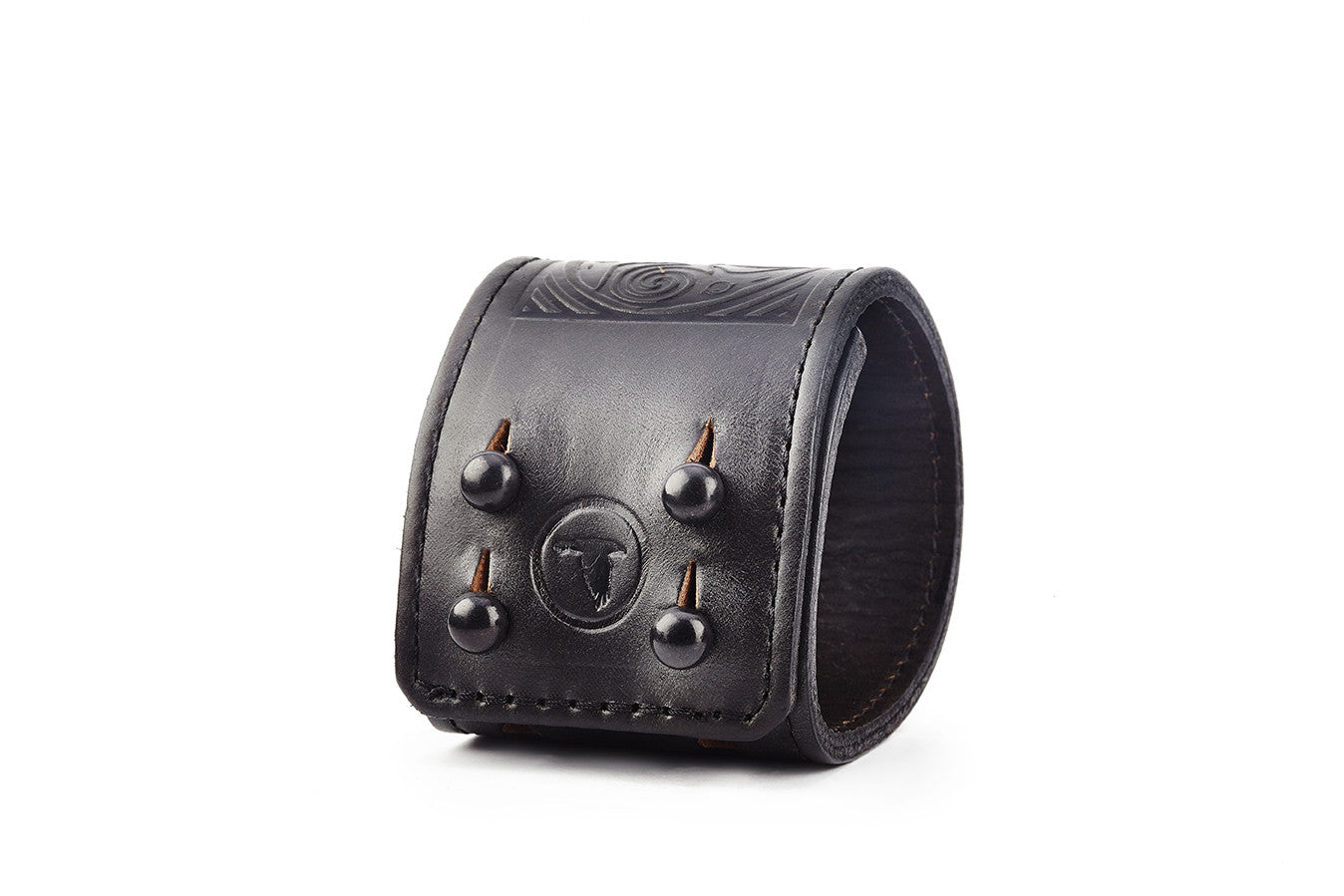Nine Ravens Black Leather Cuff Bracelet by The Raven Works
